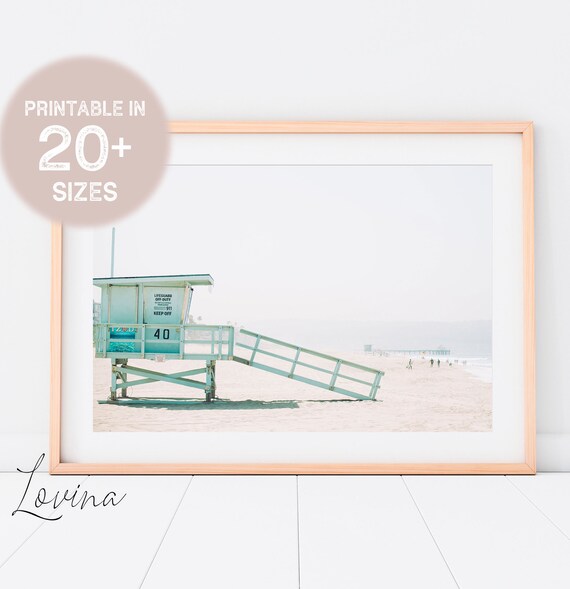 Beach Print Surf Poster Coastal Wall Art Printable Ocean | Etsy