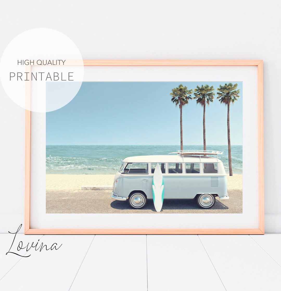 Surf Van Print, Retro Beach Print, DIGITAL DOWNLOAD, Printable Beach ...
