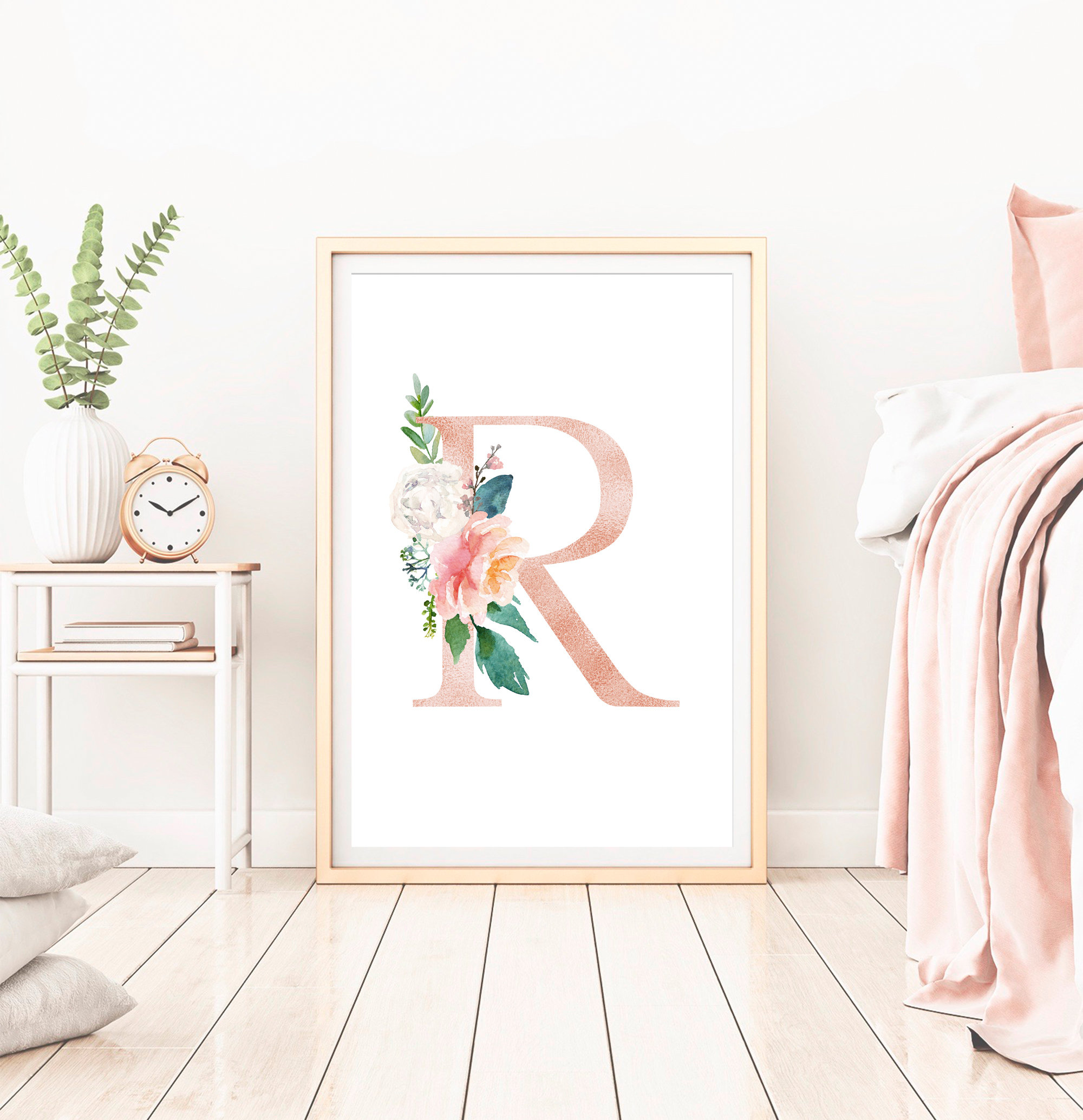 Letter R Print, Blush Pink Floral Letters, Alphabet Print, Letter R ...