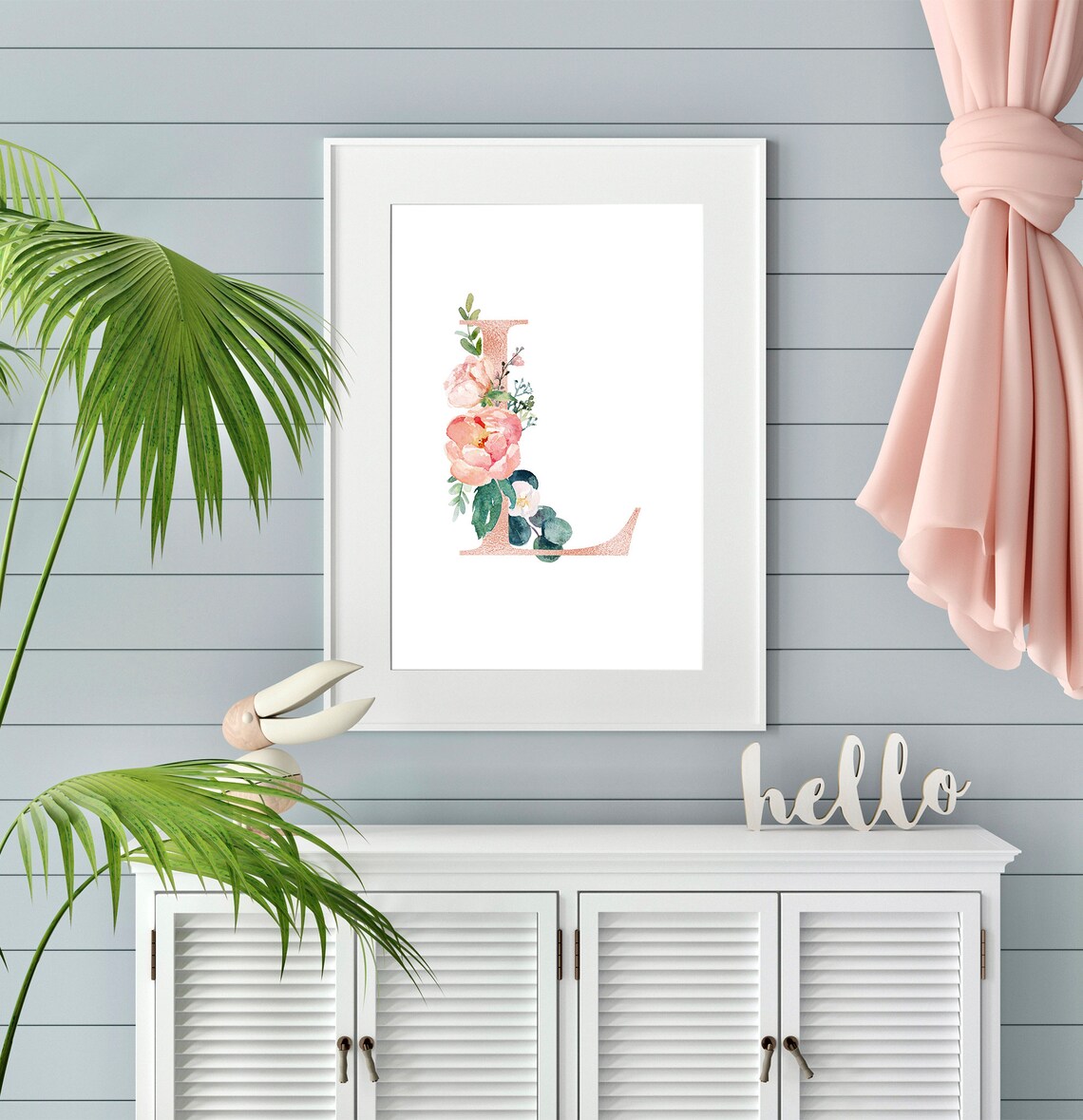 Letter L Print, Blush Pink Floral Letters, Alphabet Print, Letter L ...