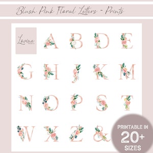 Letter & Print, Blush Pink Floral Letters, Floral Alphabet Print ...