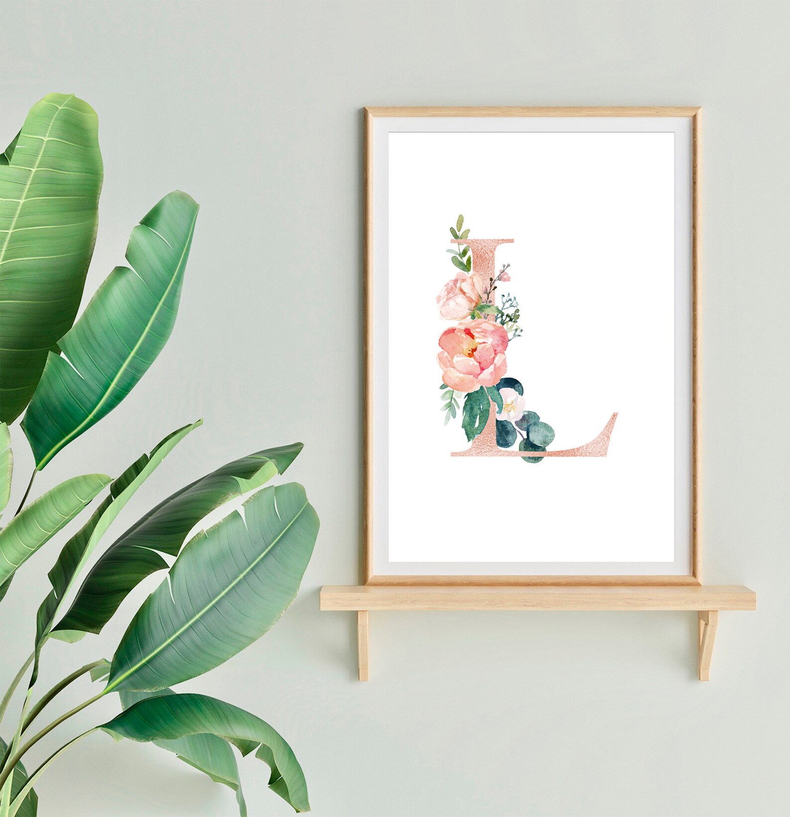 Letter L Print, Blush Pink Floral Letters, Alphabet Print, Letter L ...