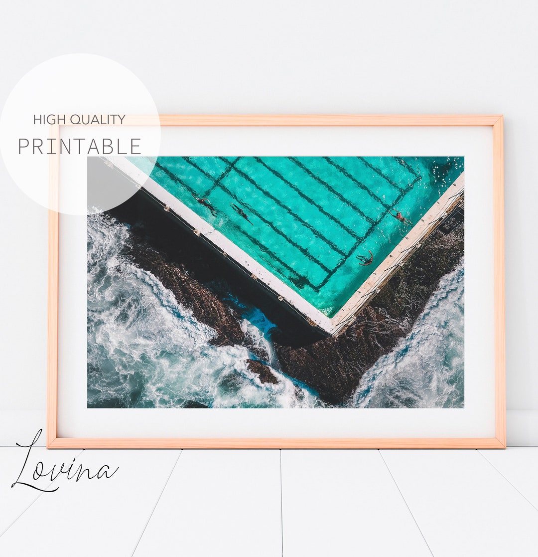 Bondi Beach Wall Art, Aerial Ocean Poster, Australia Ocean Art, Bondi ...