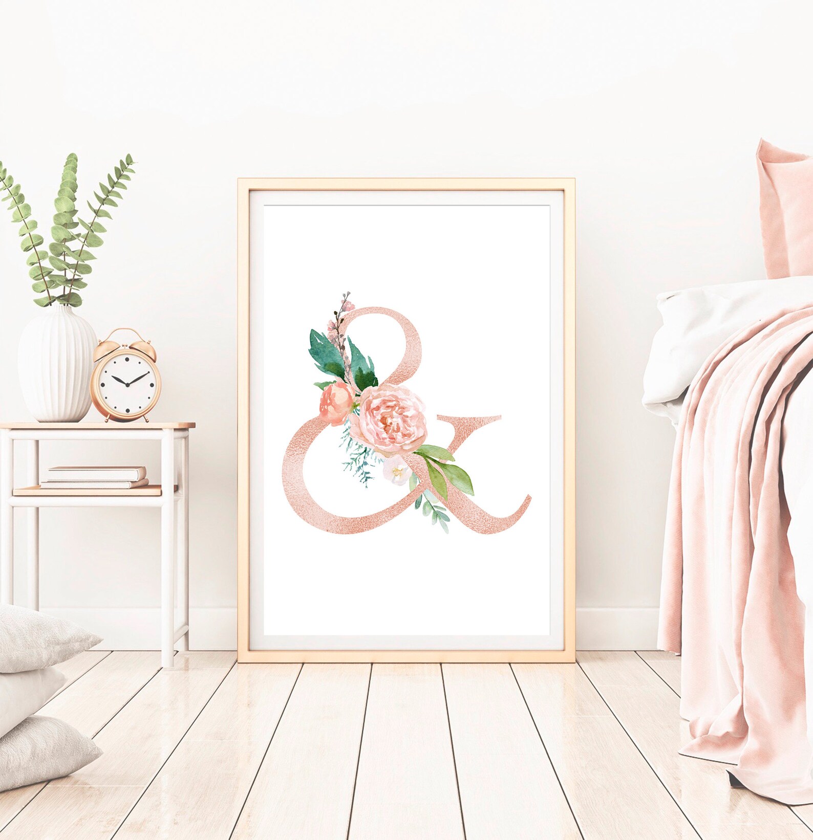 Letter & Print, Blush Pink Floral Letters, Floral Alphabet Print ...
