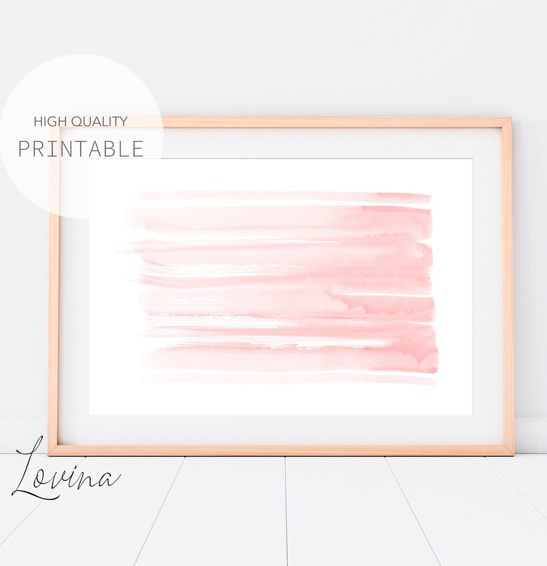 Abstract Pink Poster, Blush Wall Art, Blush Pink Abstract Strokes ...