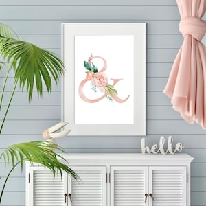 Letter & Print, Blush Pink Floral Letters, Floral Alphabet Print ...