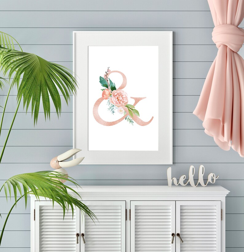 Letter & Print, Blush Pink Floral Letters, Floral Alphabet Print ...