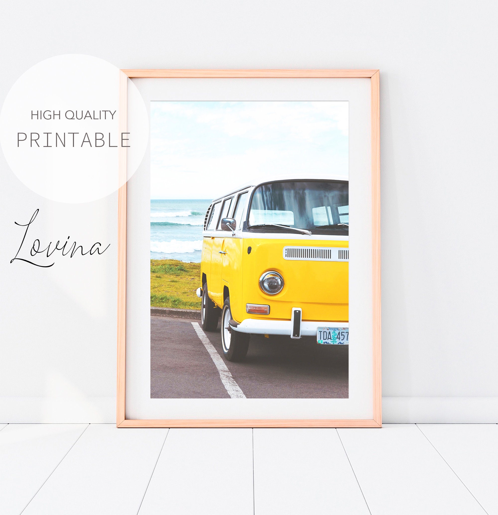 Yellow Bus Wall Art Retro Van Print DIGITAL DOWNLOAD Yellow | Etsy