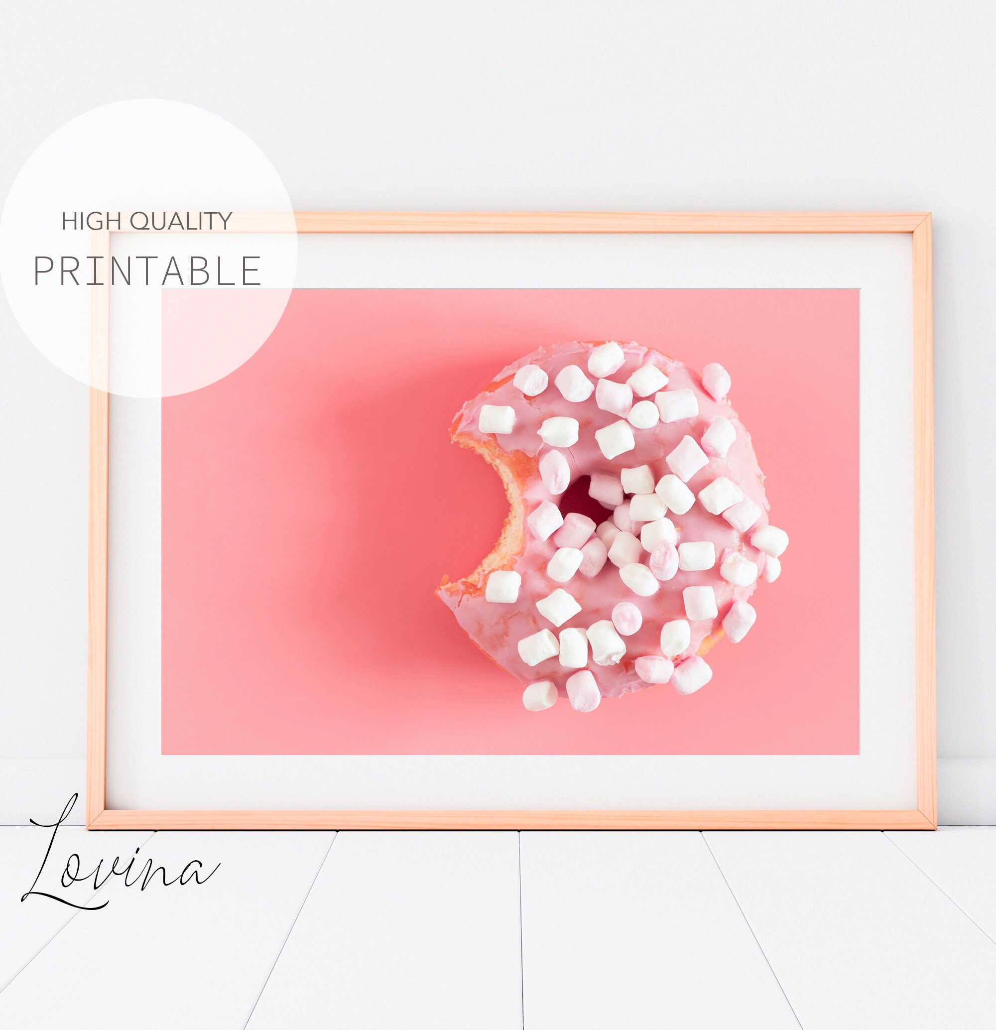 Pink Donut Poster, Donut Nursery Print, Donut Kids Room Poster, Pink ...