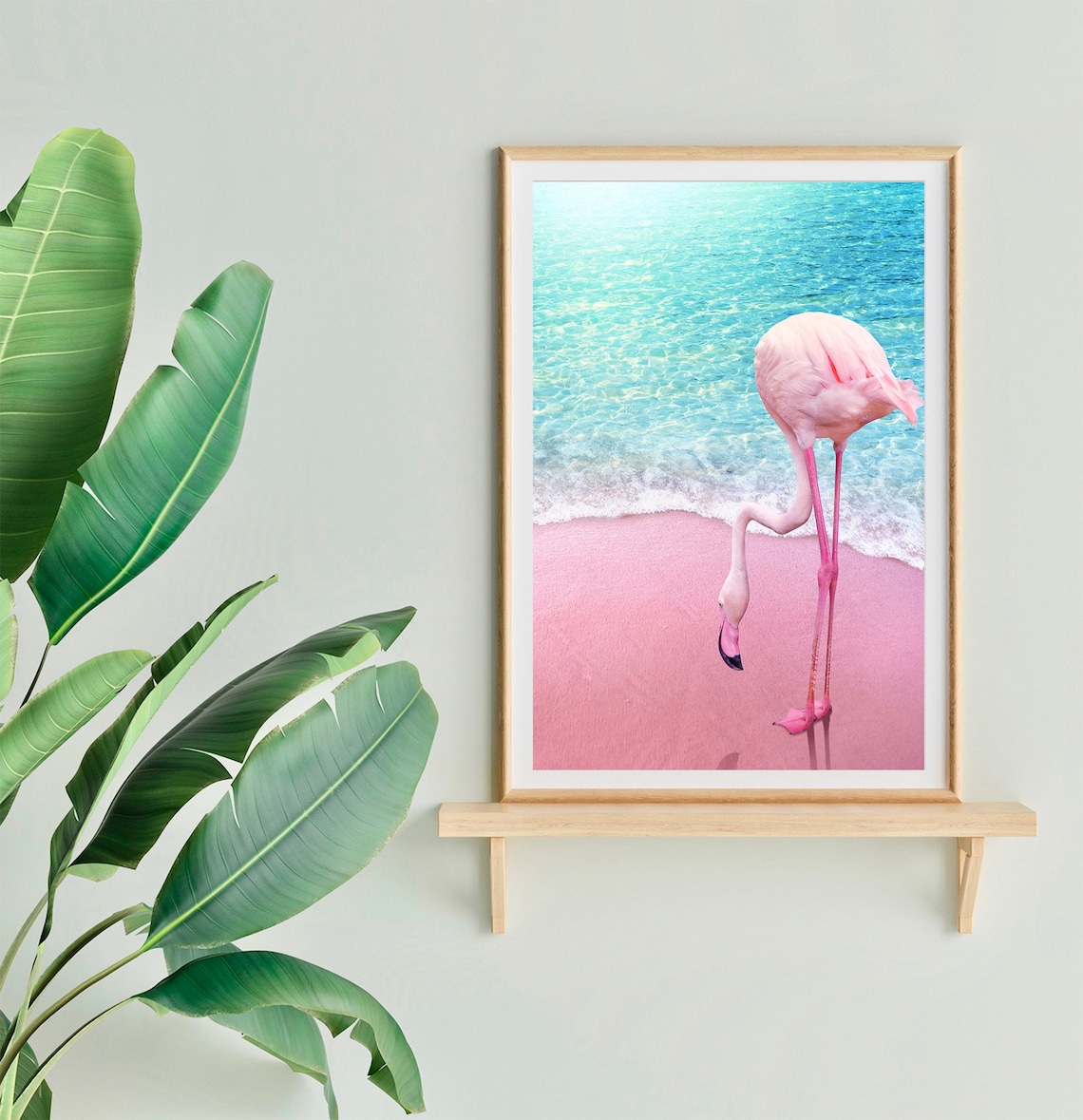 Pink Flamingo Print Beach Wall Art Tropical Poster Flamingo | Etsy