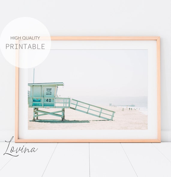 Beach Print Surf Poster Coastal Wall Art Printable Ocean | Etsy