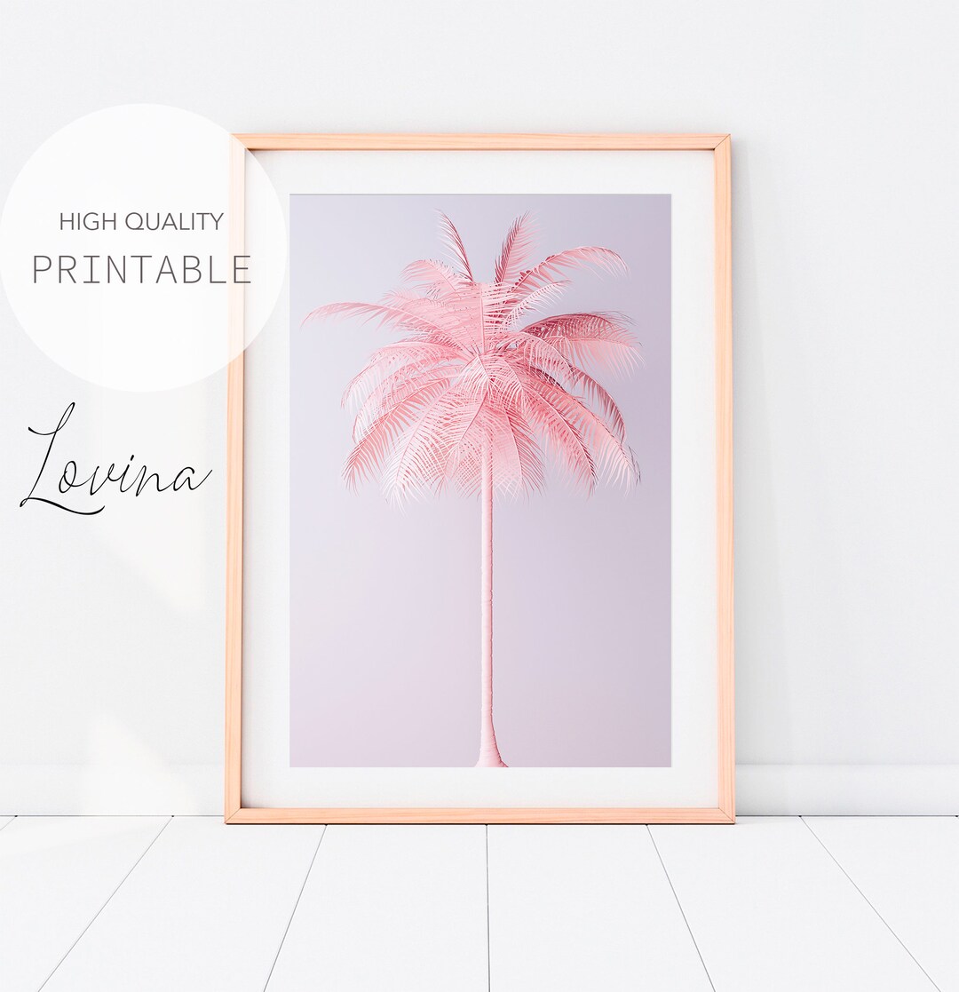Pink Palm Tree Print, Pastel Poster, Pale Pink Wall Art, Blush Wall ...