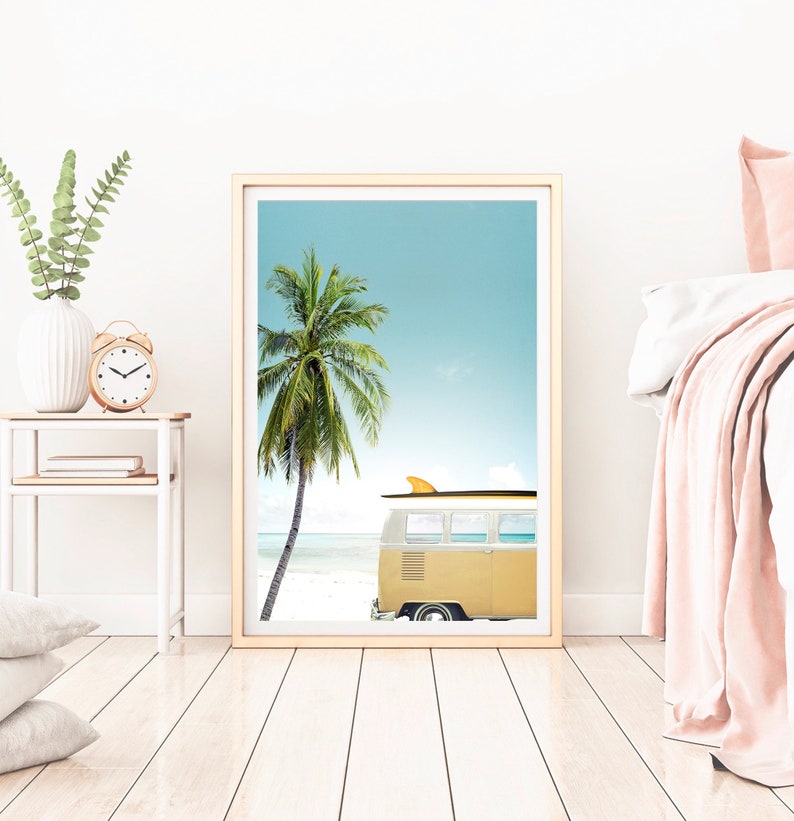 Beach Van Print Yellow Bus Poster DIGITAL DOWNLOAD Combi | Etsy