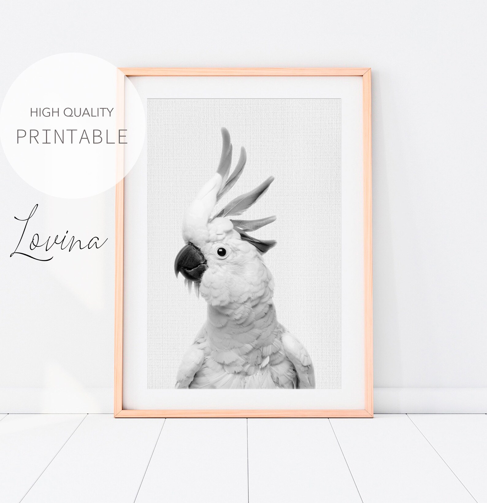 Cockatoo Print, Australian Bird Art, DIGITAL DOWNLOAD, Black and White ...