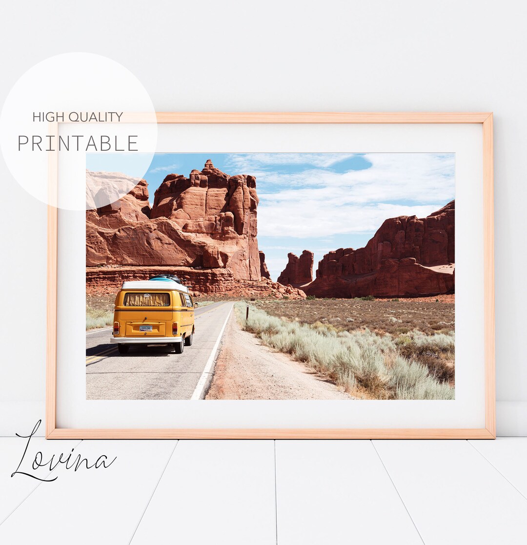 Retro Van Print, Arizona Desert Print, DIGITAL DOWNLOAD, Kombi Print ...