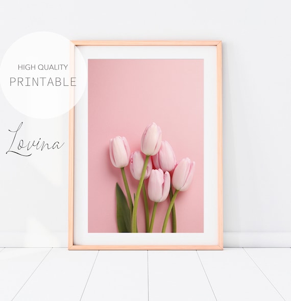 Pink Tulips Poster Tulip Wall Art Flower Photography | Etsy