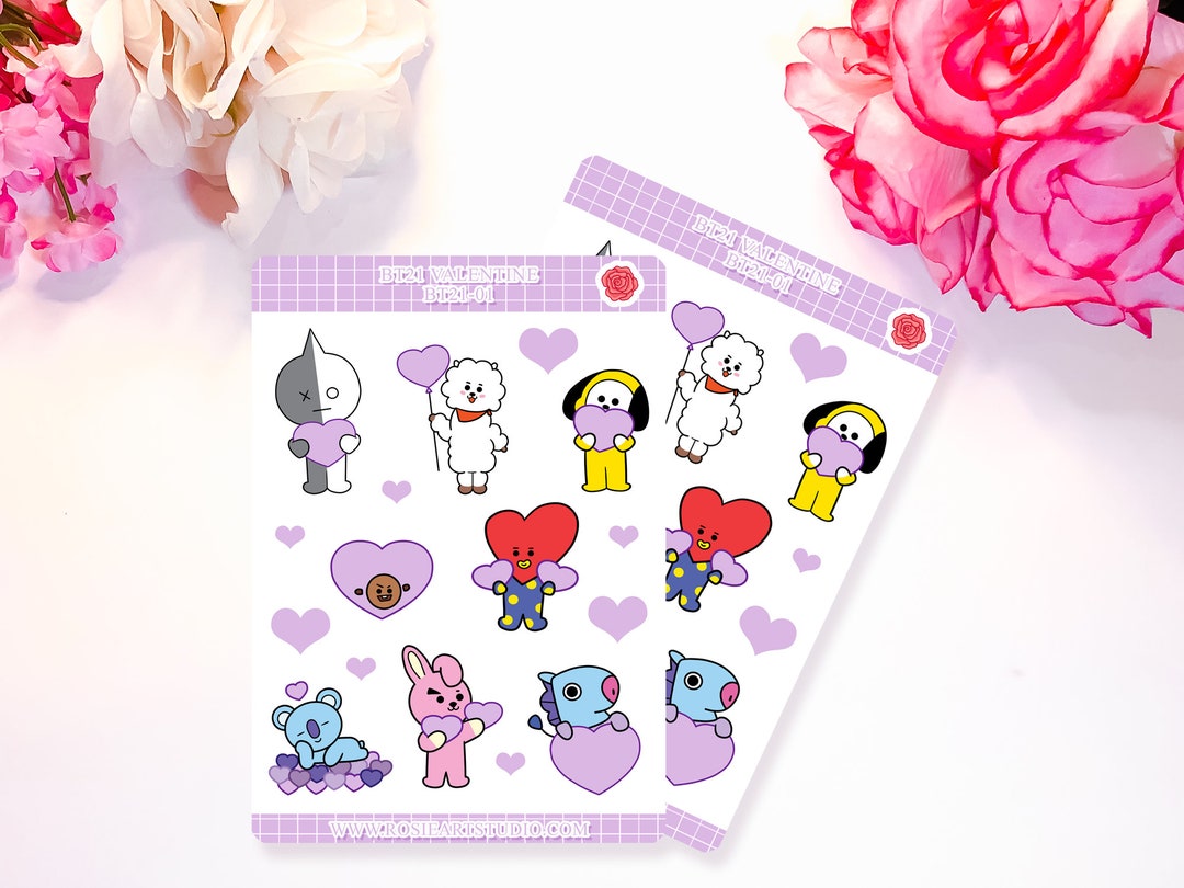 BT21 Valentine Stickers ~ Love Planner Sticker Sheet - Kawaii Bangtan ...