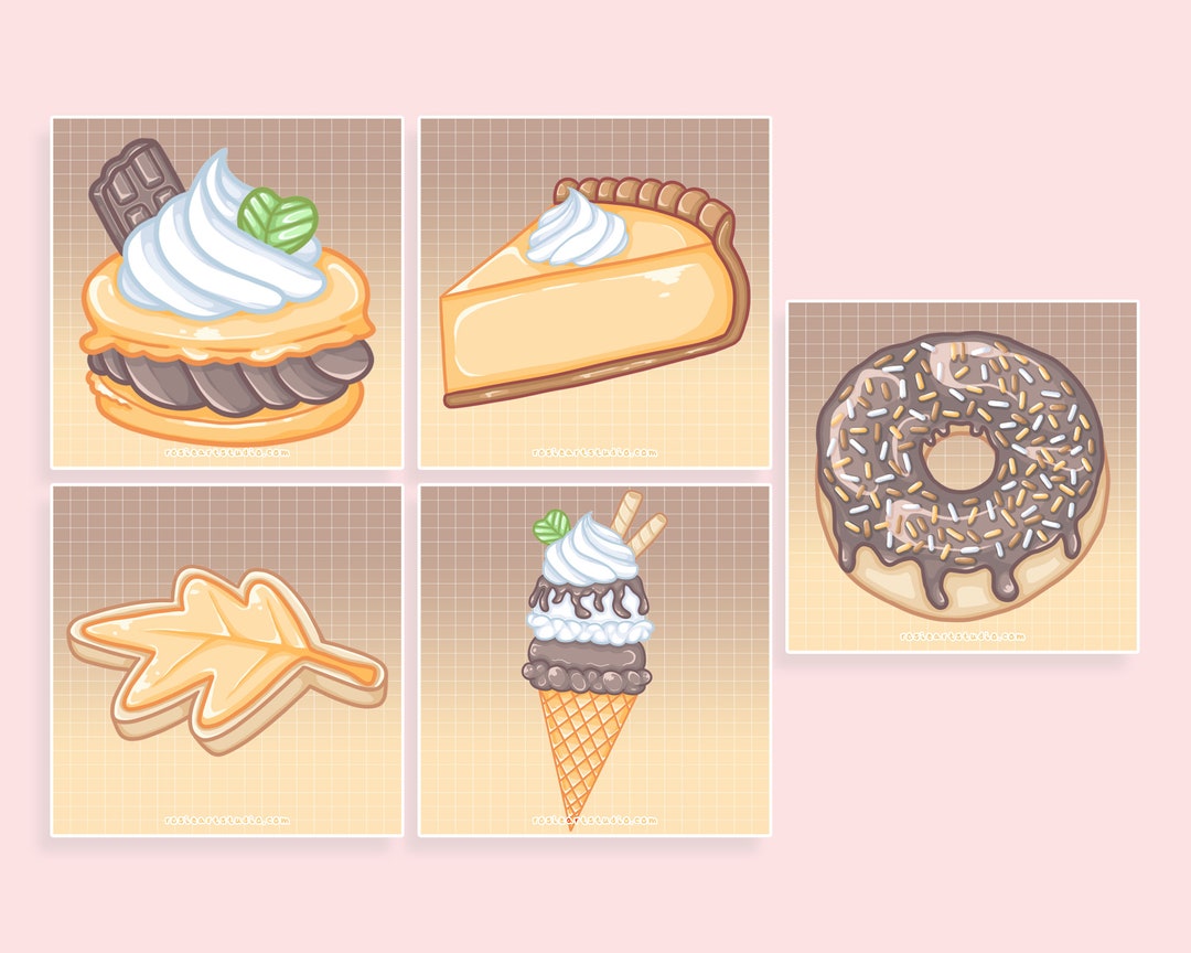 Fall Food Memos Notepad ~ Cute Autumn Cookie / Ice Cream / Macaron ...