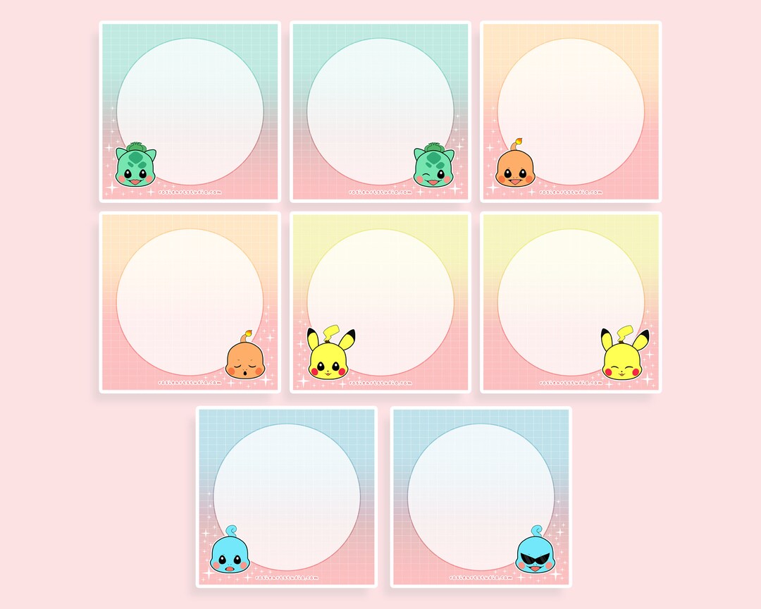 Pokemon Gen 1 Memo Pads Anime Planner Sticky Notes Kawaii Bujo ...