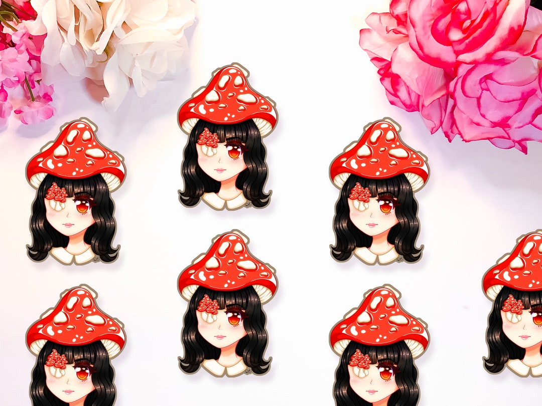 Mushroom Girl Stickers Cute Anime Stationery Matte Vinyl Die Cut ...