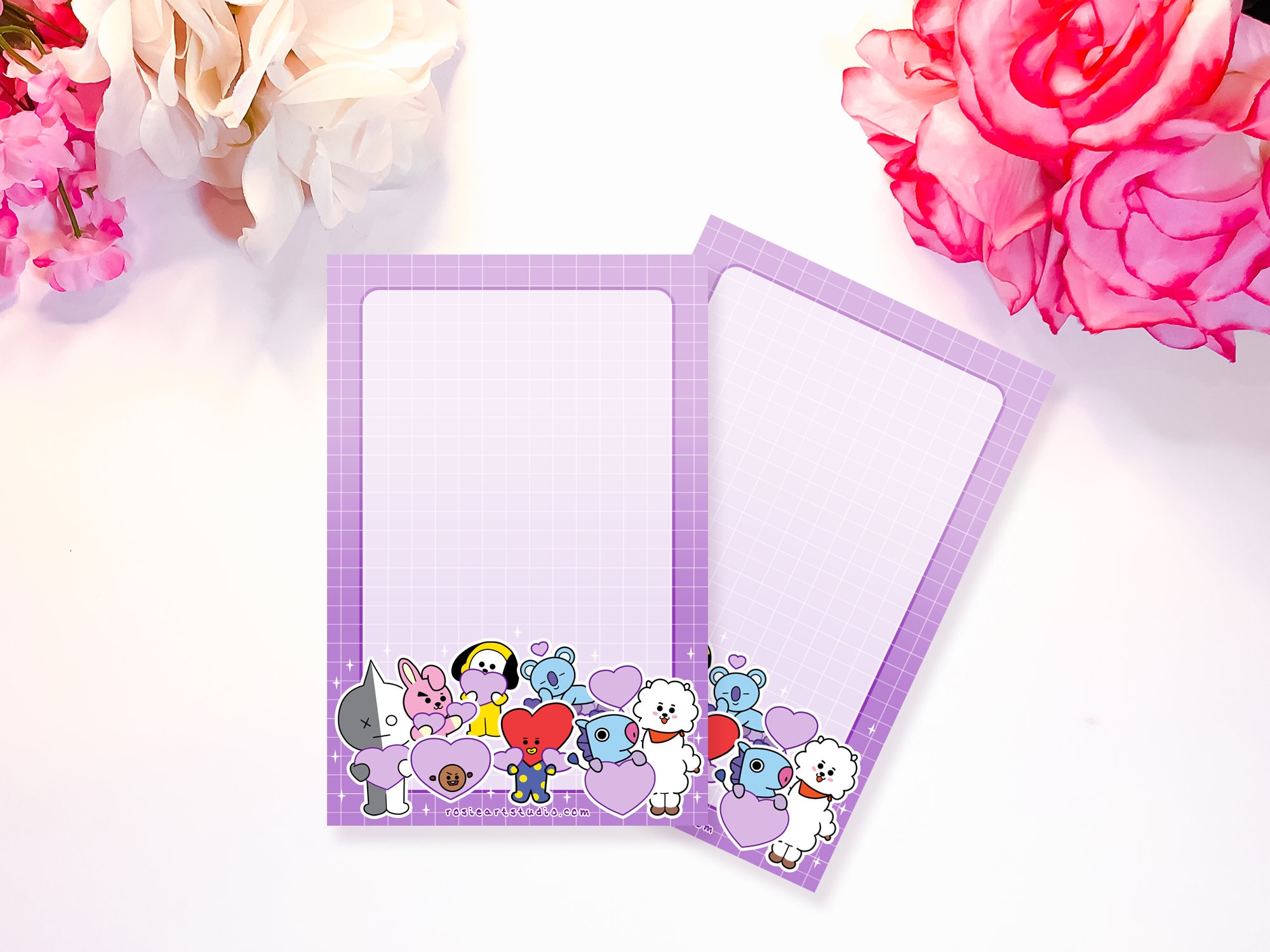 BT21 Valentines 4x6 Memo Pads Planner Kpop Sticky Notes Kawaii Bangtan ...