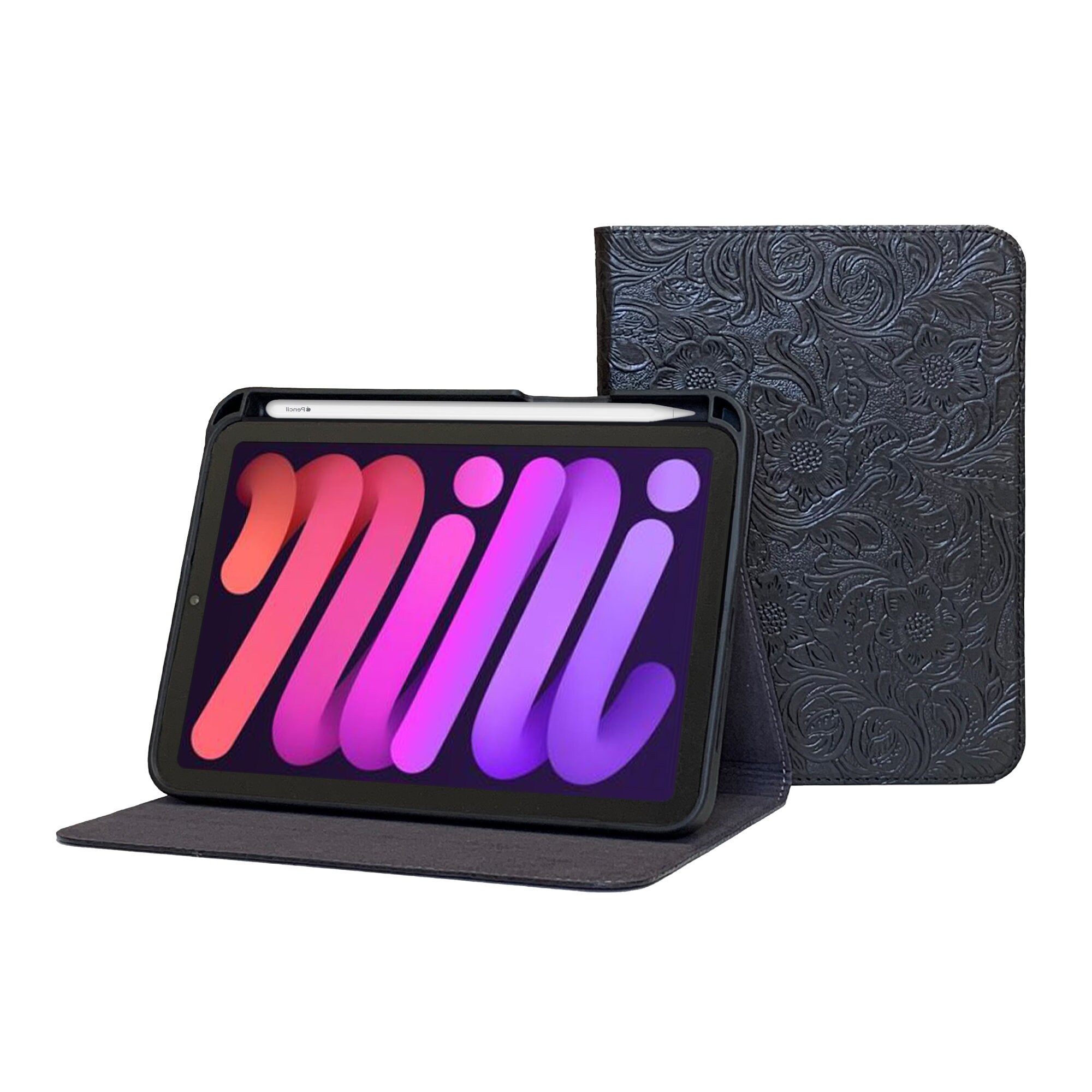 IPad Mini 6 Leather Case - 2021 Model - With Pencil Holder - Black ...