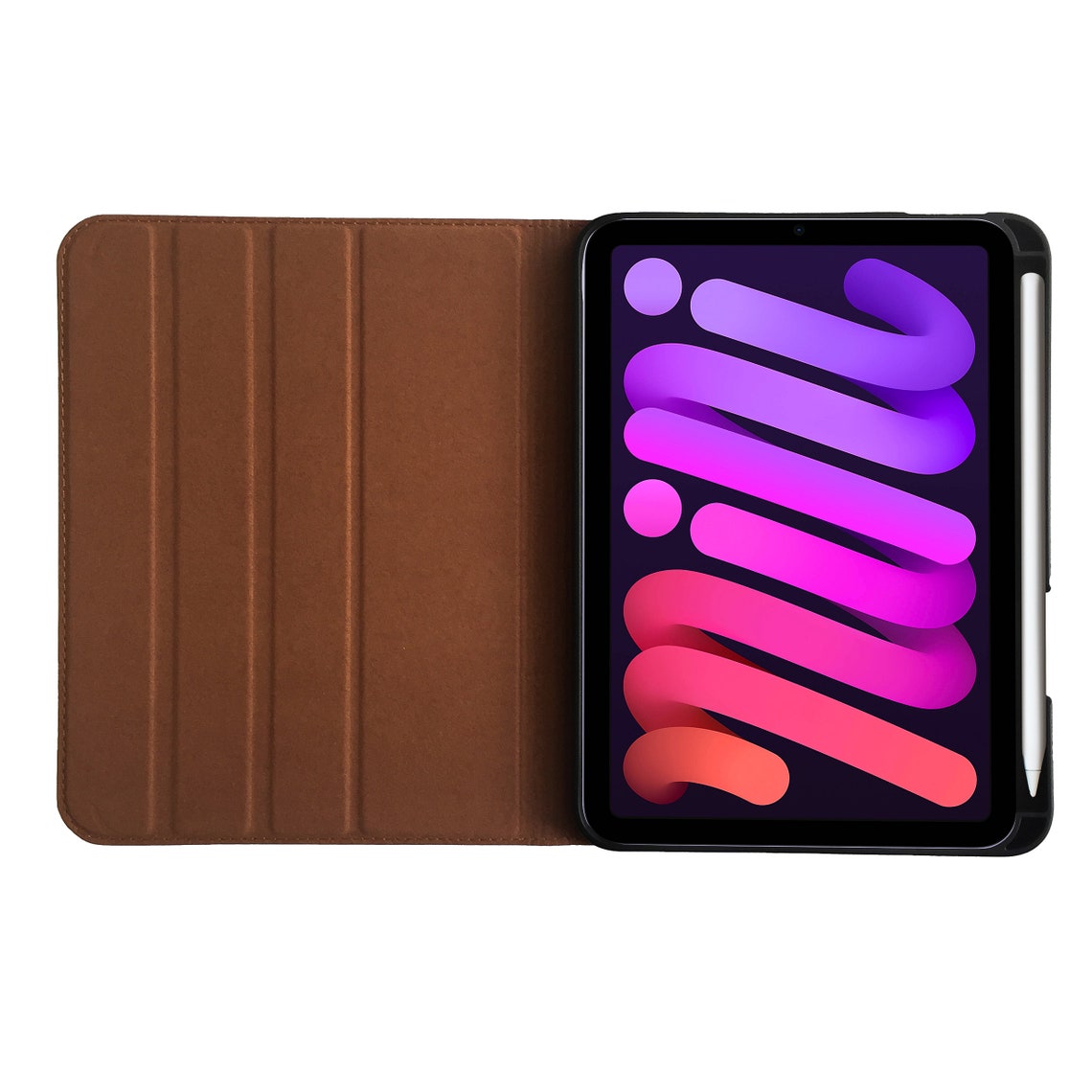 IPad Mini 6 Leather Case - With Pencil Holder - Dark Brown Genuine ...
