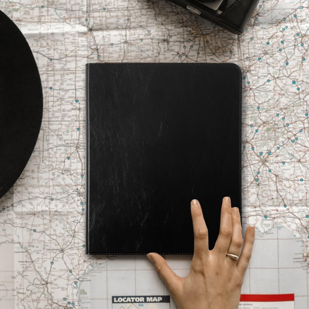 IPad Mini 7 (A17 Pro) Leather Case - With Pencil Holder - Black Genuine ...