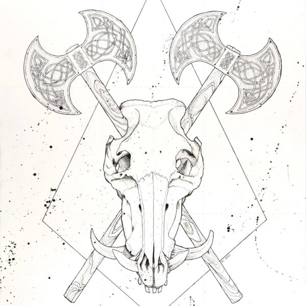 Boar Skull Drawing - Etsy