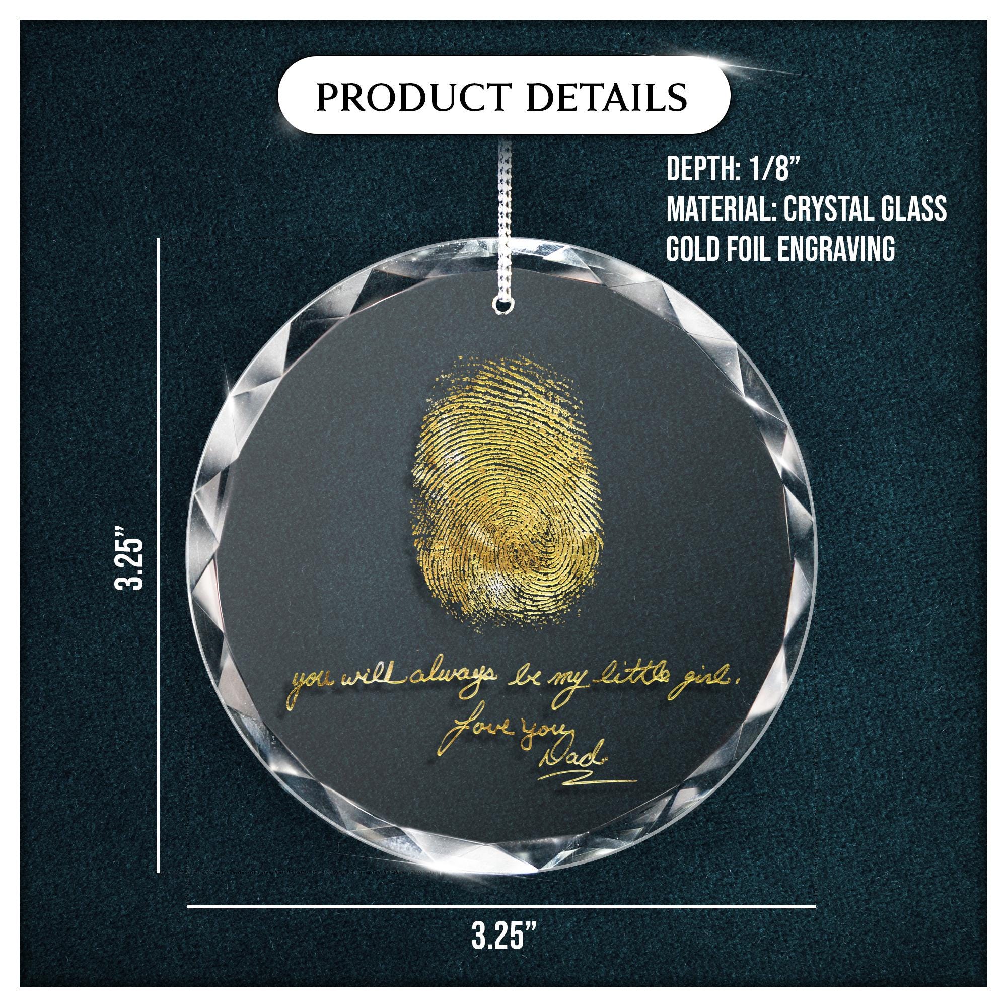 Custom Memorial Signature & Fingerprint Ornament, Personalized Actual ...