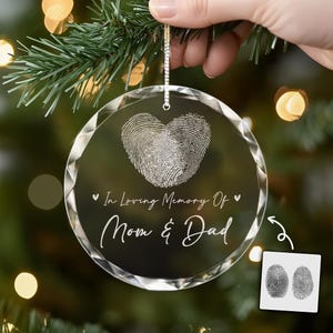 Custom Fingerprint Memorial Ornament, Personalized Sympathy Gift, in ...