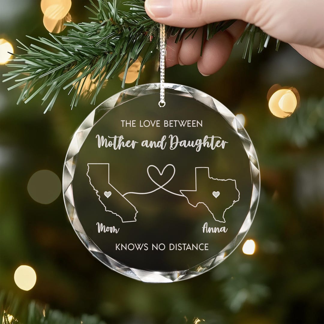 Custom Long Distance Christmas Ornament, Personalized Glass Ornament ...