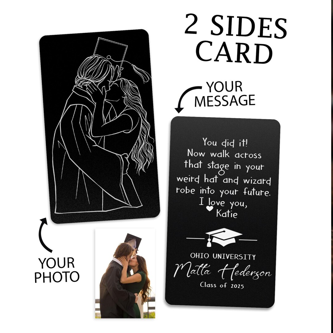 Engraved Photo Metal Wallet Insert Gift, Personalized Photo Graduation ...