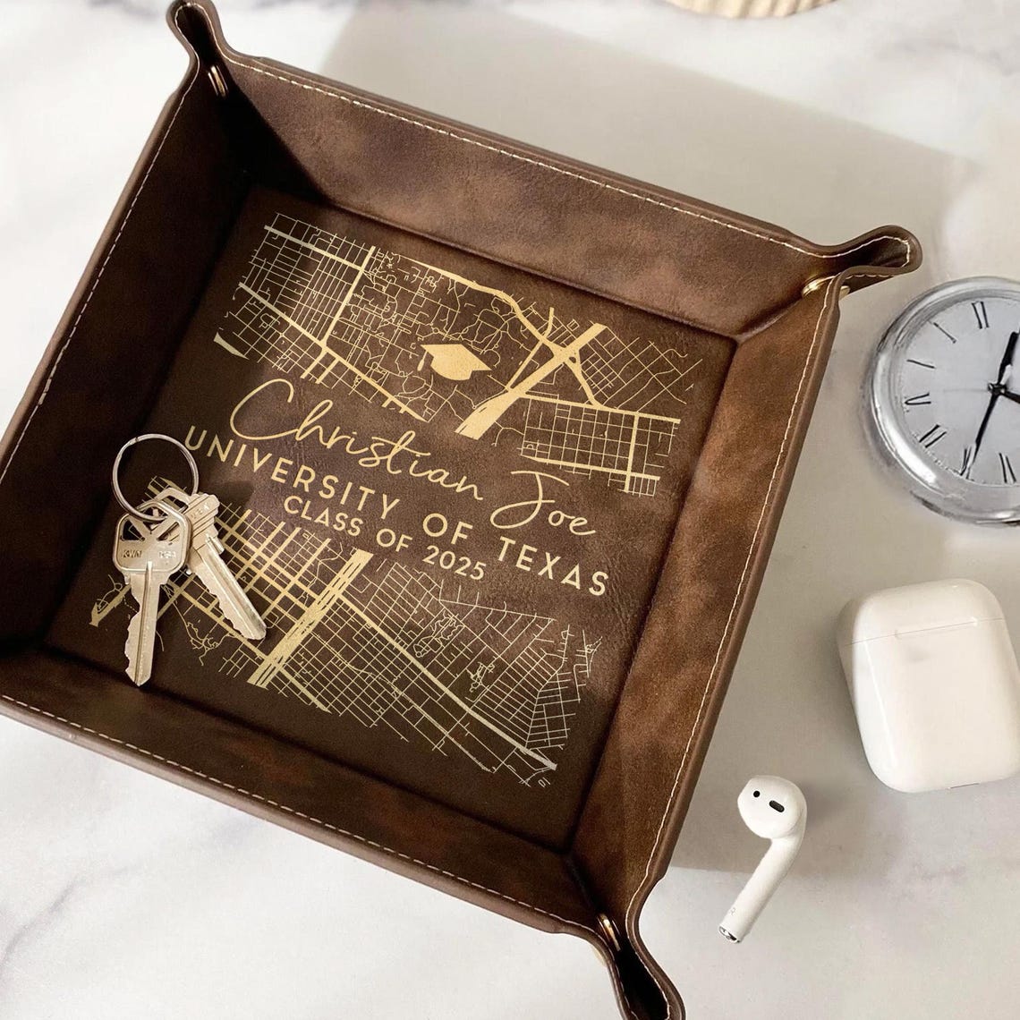 Custom Campus Map Graduation Valet Tray - Personalized College Grad ...
