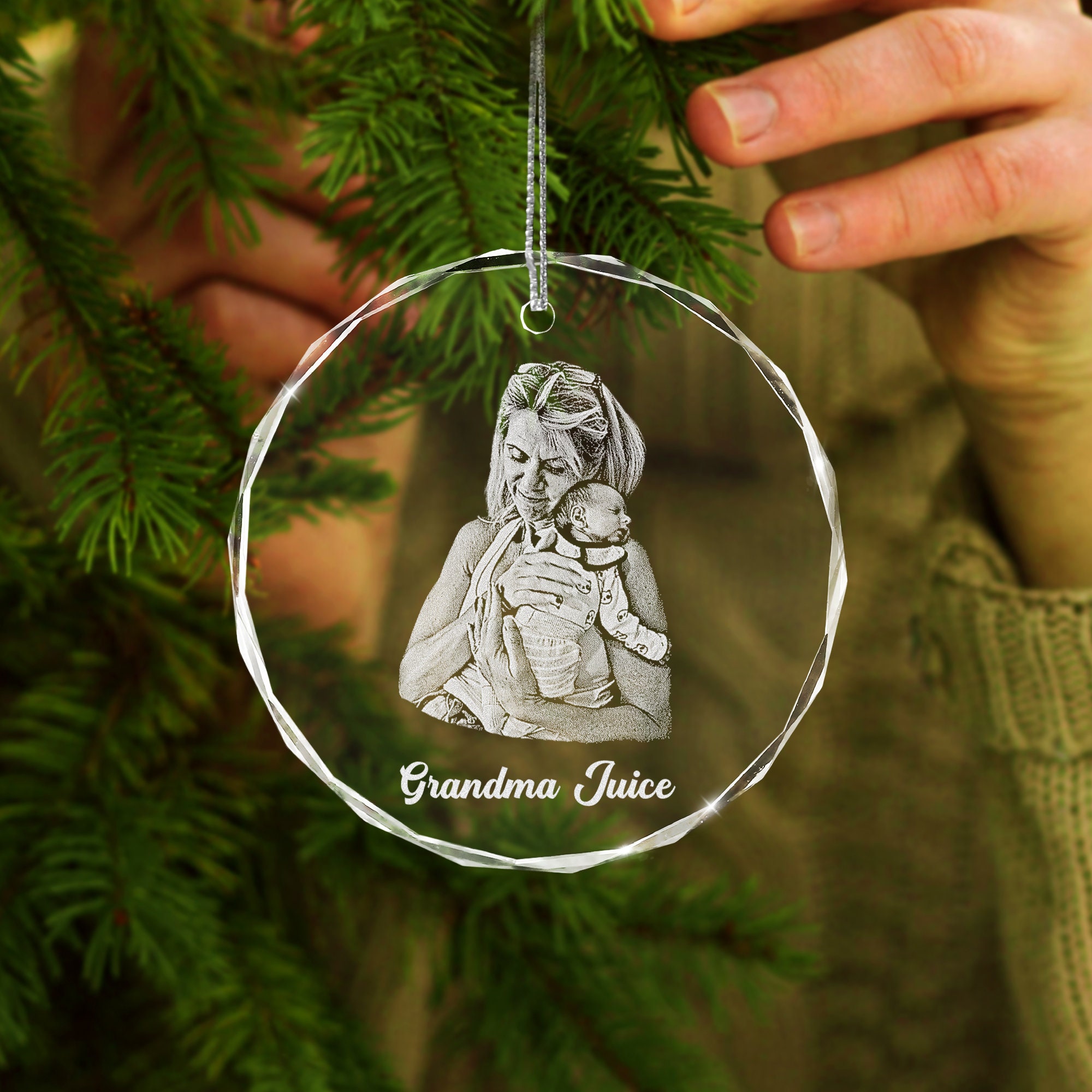 Engraved Photo Crystal Glass Ornament - Personalized Christmas Gifts ...