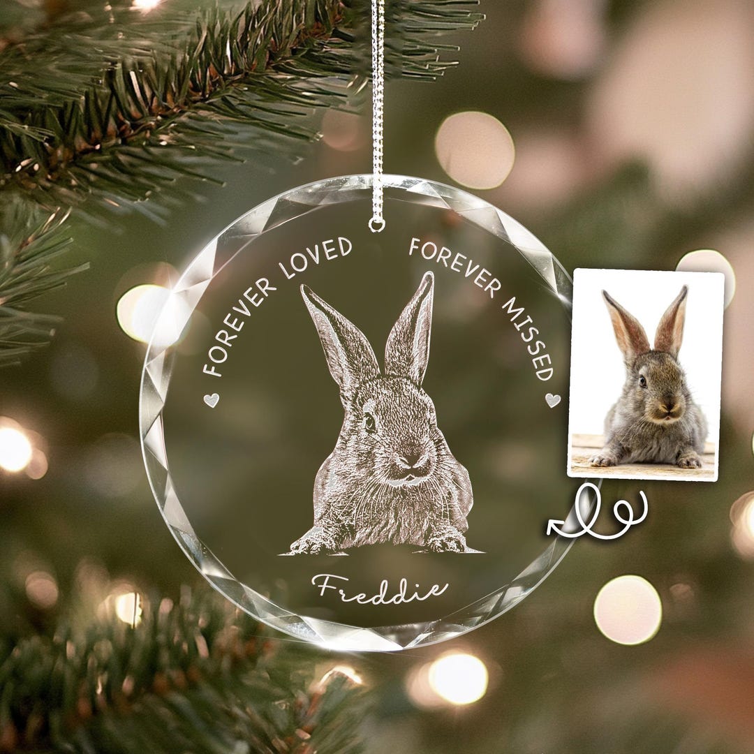 Personalized Rabbit Photo Memorial Ornament, Custom Bunny Photo ...