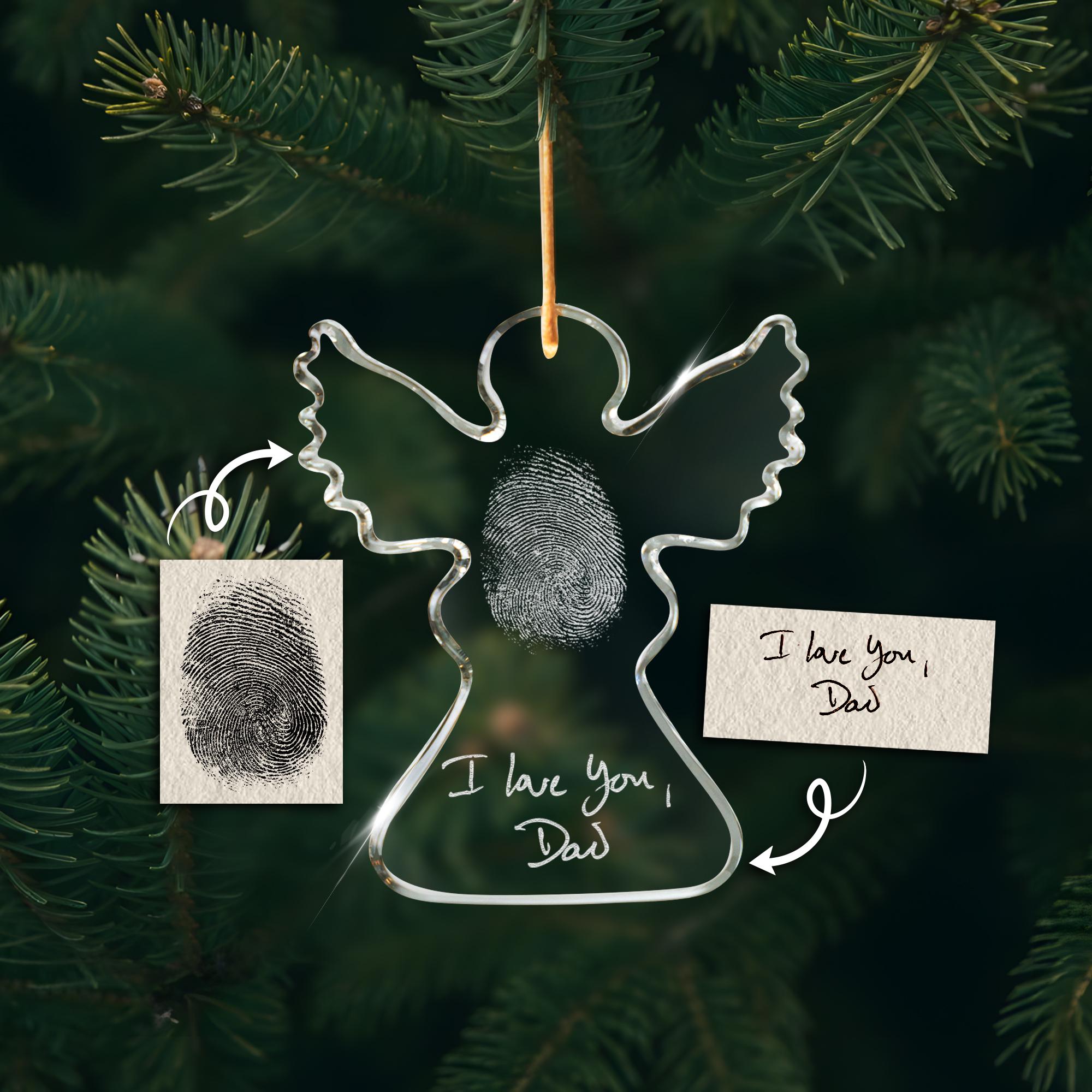 Custom Memorial Signature & Fingerprint Ornament, Personalized Actual ...