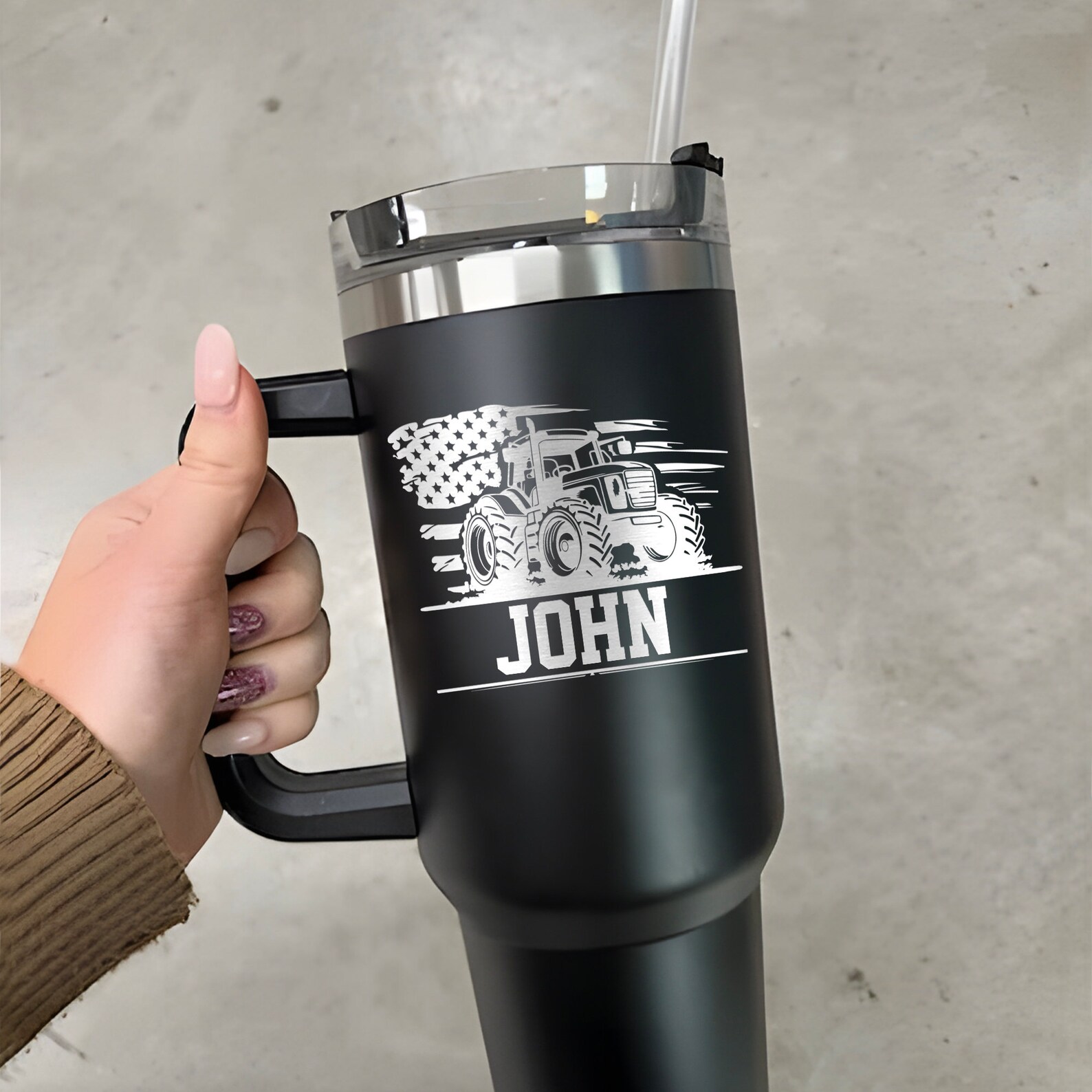 Personalized Tractor 40oz Tumbler With Handle, Custom Tractors Driver ...