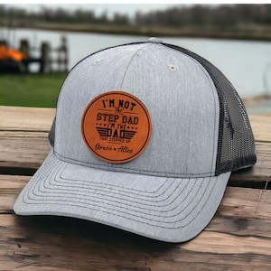 Personalized Stepdad Trucker Hat Leather Patch - Custom Father's Day ...