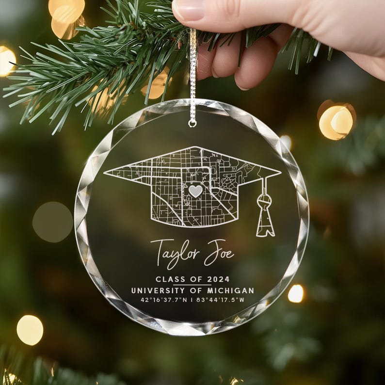 Personalized Campus Map Crystal Ornament, Custom University Map ...