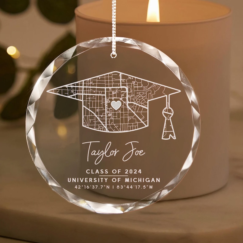 Personalized Campus Map Crystal Ornament, Custom University Map ...