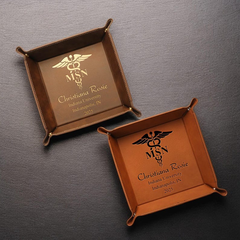 Custom MSN Degree Graduation Leather Tray - Engraved Master of Science ...