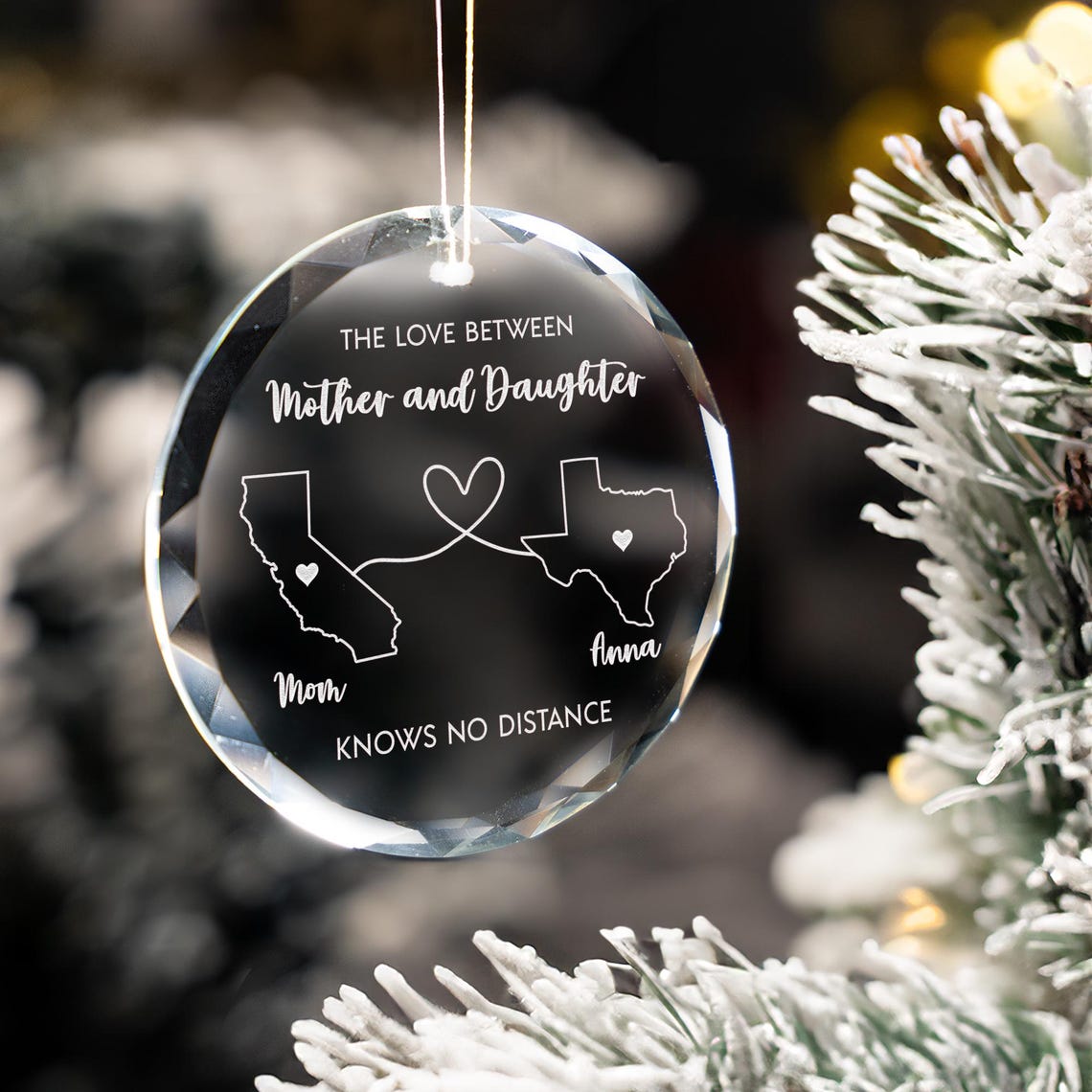 Custom Long Distance Christmas Ornament, Personalized Glass Ornament ...