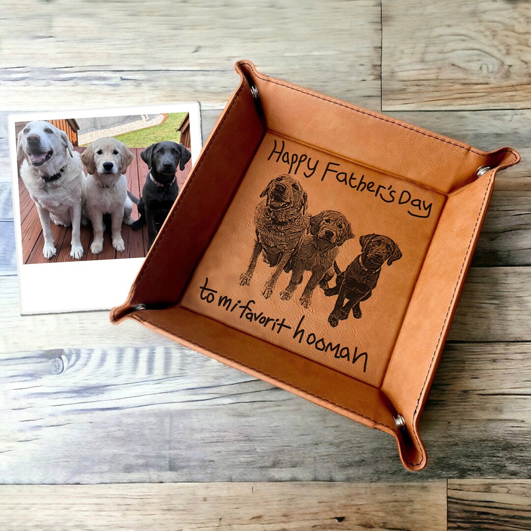 Custom Leather Valet Tray With Dog Photo - Personalized Fathers Day ...