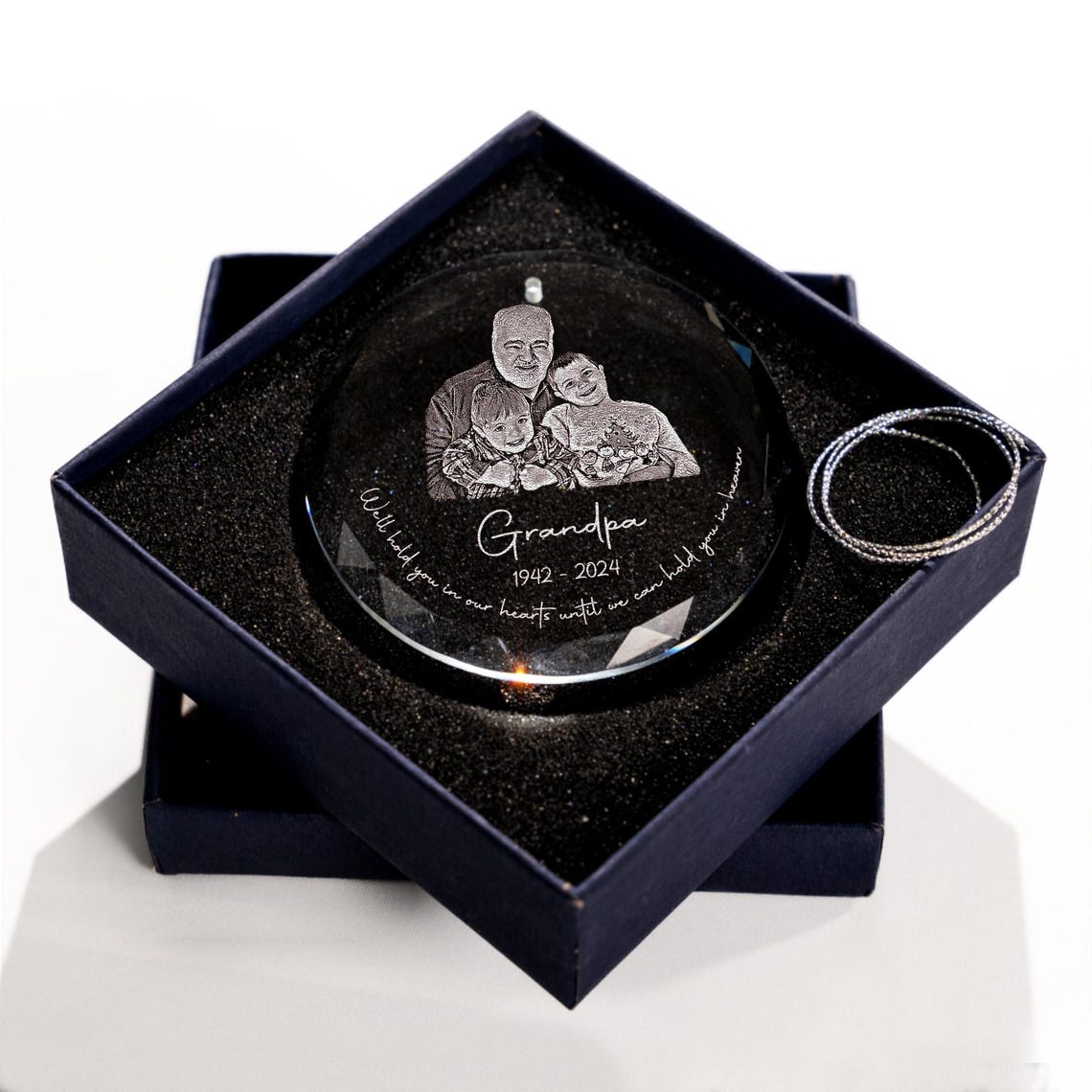 Custom Memorial Photo Crystal Glass Ornament - Personalized in Loving ...