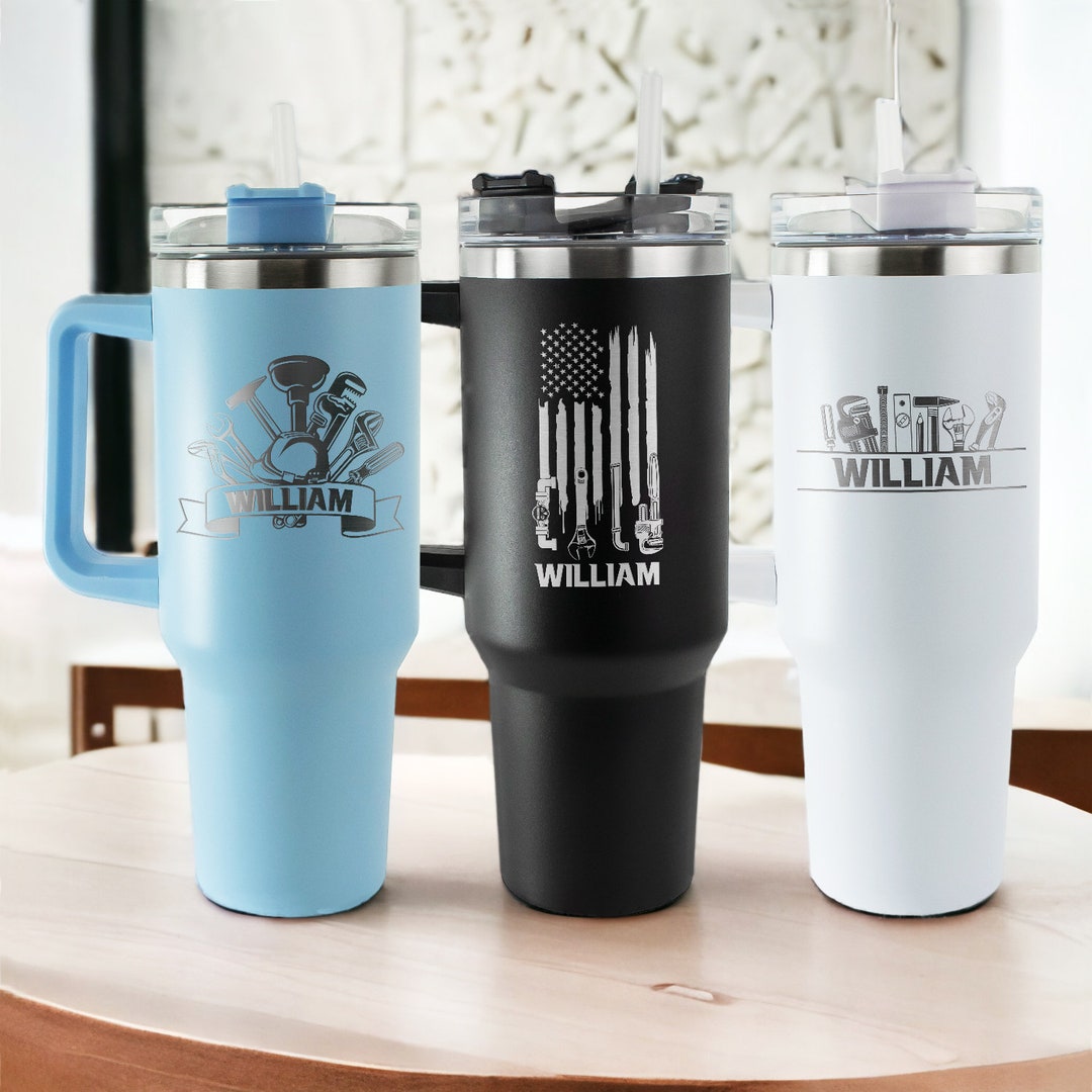 Personalized Plumber 40oz Tumbler With Handle, Custom Engraved Tumbler ...