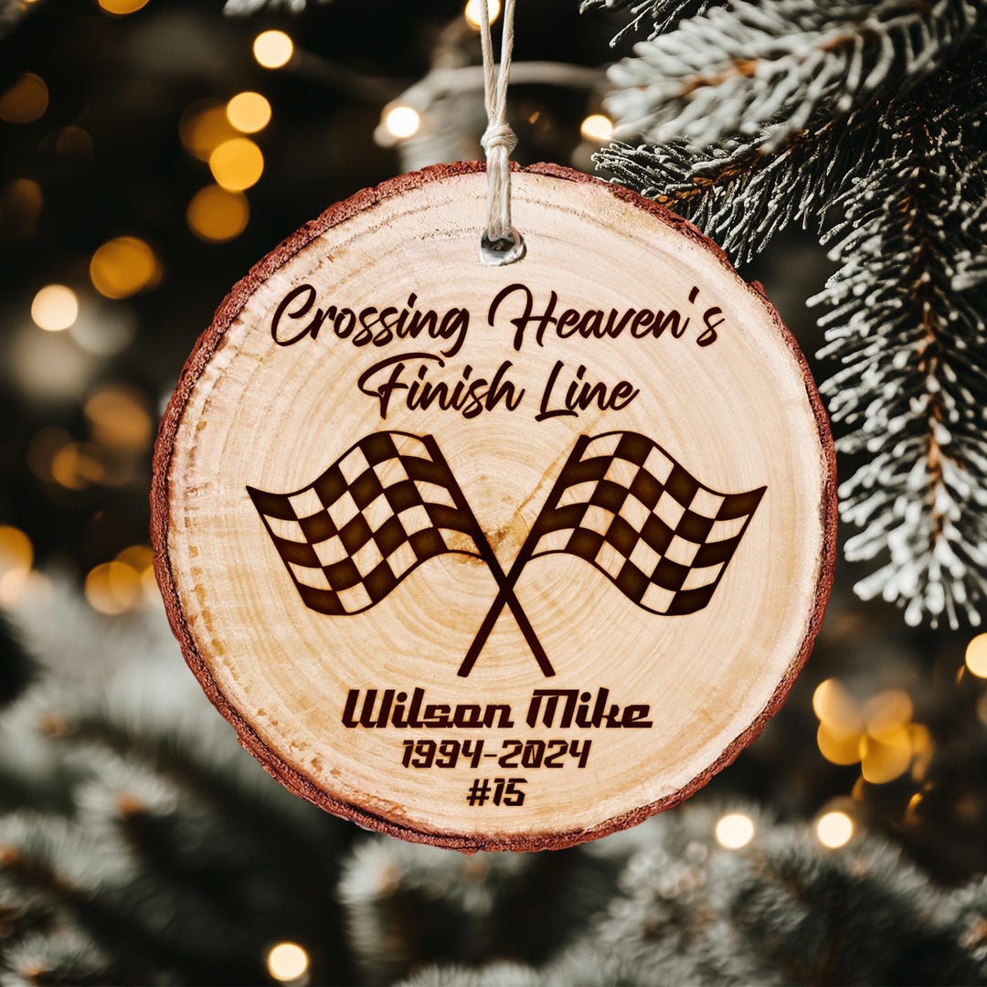 Personalized Racer Memorial Ornament, Custom Crossing Heaven's Finish ...