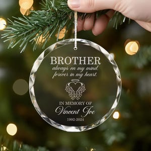 Custom Brother Memorial Glass Ornament, Personalized Brother Sympathy ...