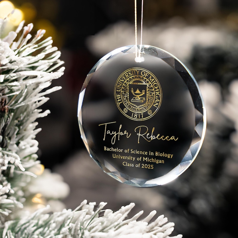Custom College Logo Graduation Ornament - Engraved Grad Gift for ...