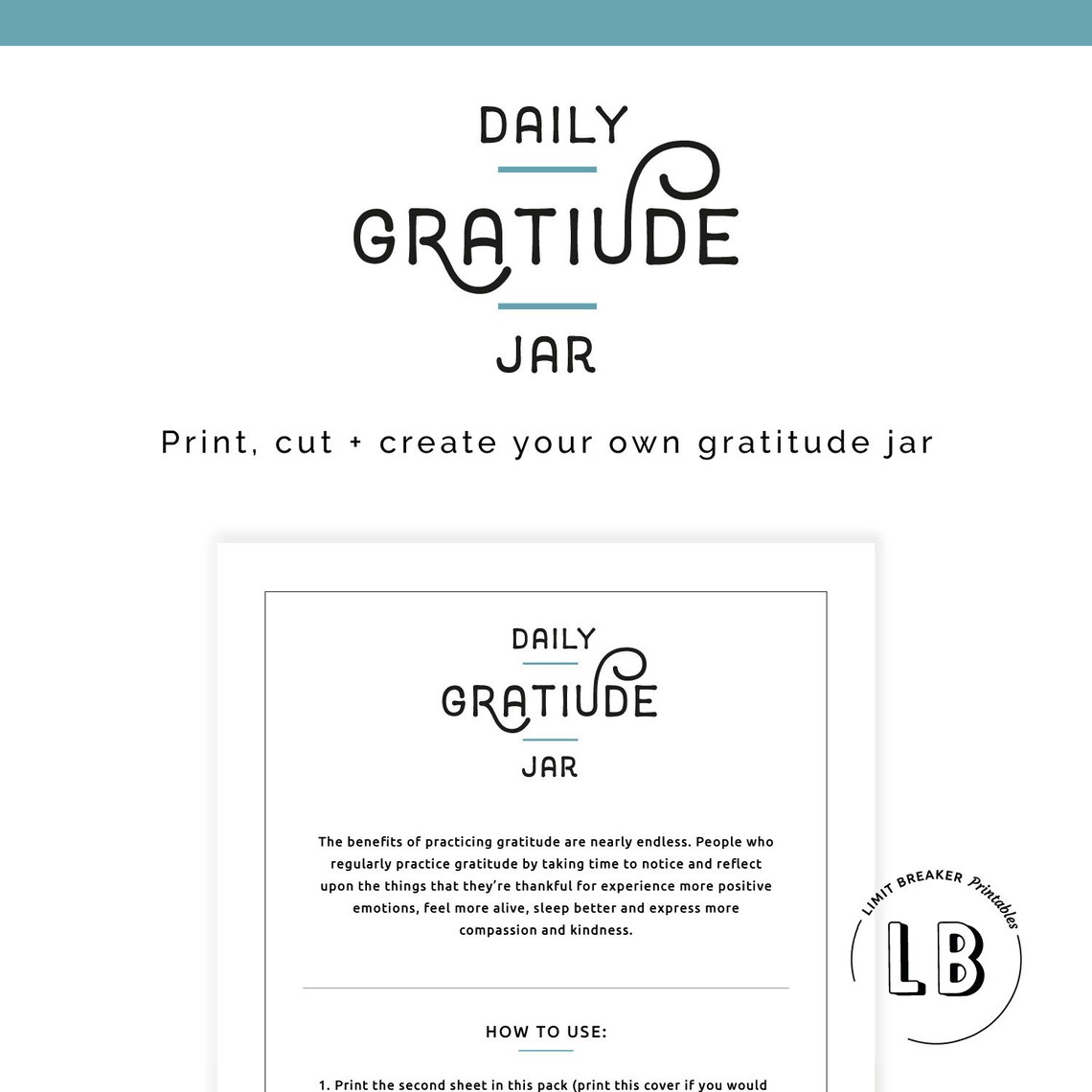 Daily Gratitude Jar Gratitude Printable, Gratitude Prompt, Journal ...